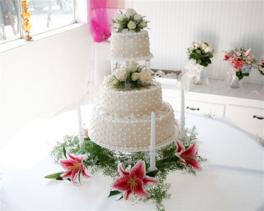Cream Colored Cake With Dots - CakeCentral.com