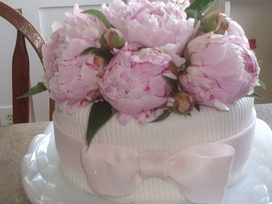 Girly Birthday Cake With Peonies - CakeCentral.com