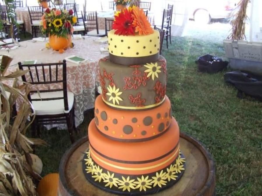Fall Harvest Themed Wedding Cake - CakeCentral.com