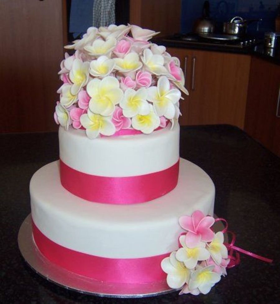 Frangipani Wedding Cake - CakeCentral.com
