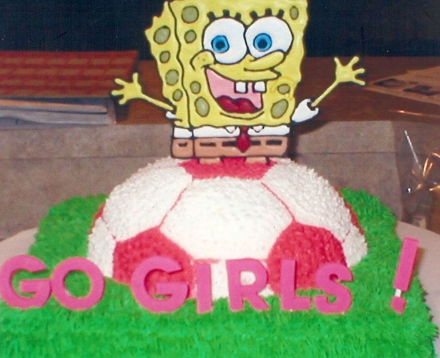 Spongebob Coming Out Of Soccer Ball - CakeCentral.com