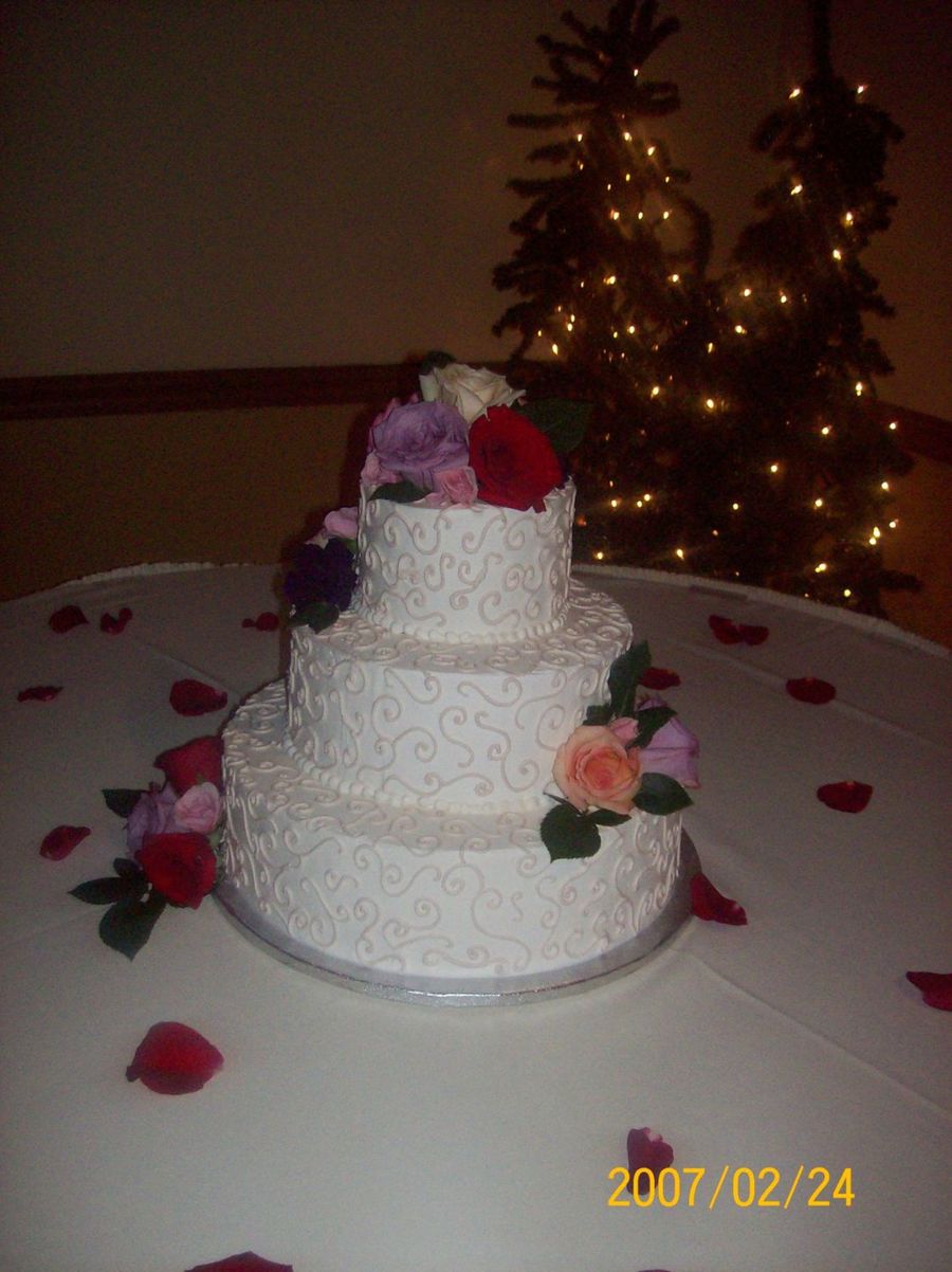 Sand Colored Scroll Work - CakeCentral.com