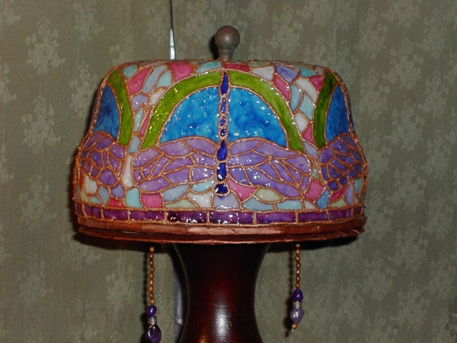 Stained Glass Dragonfly Lamp Cake - CakeCentral.com