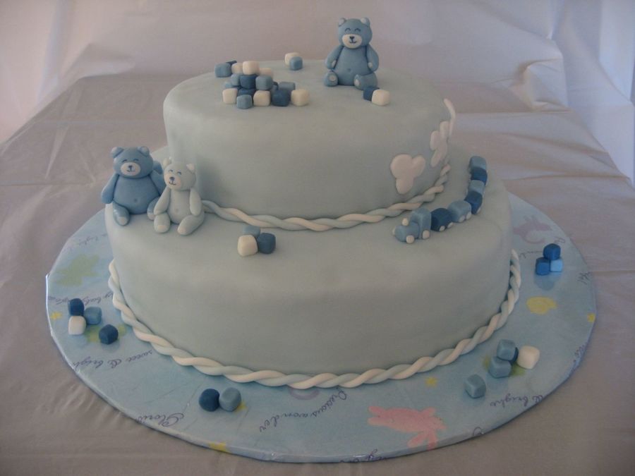 Blue Cake With Bears And Train - CakeCentral.com