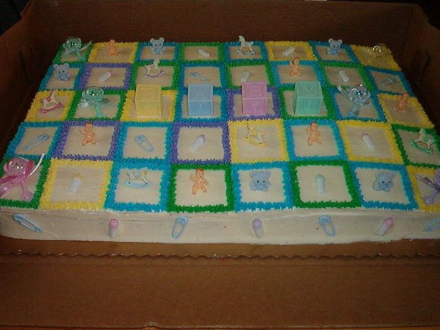 Patchwork Baby Shower Cake - CakeCentral.com