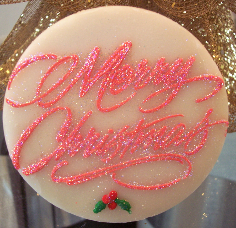 Merry Christmas Stenciled Cookie - CakeCentral.com