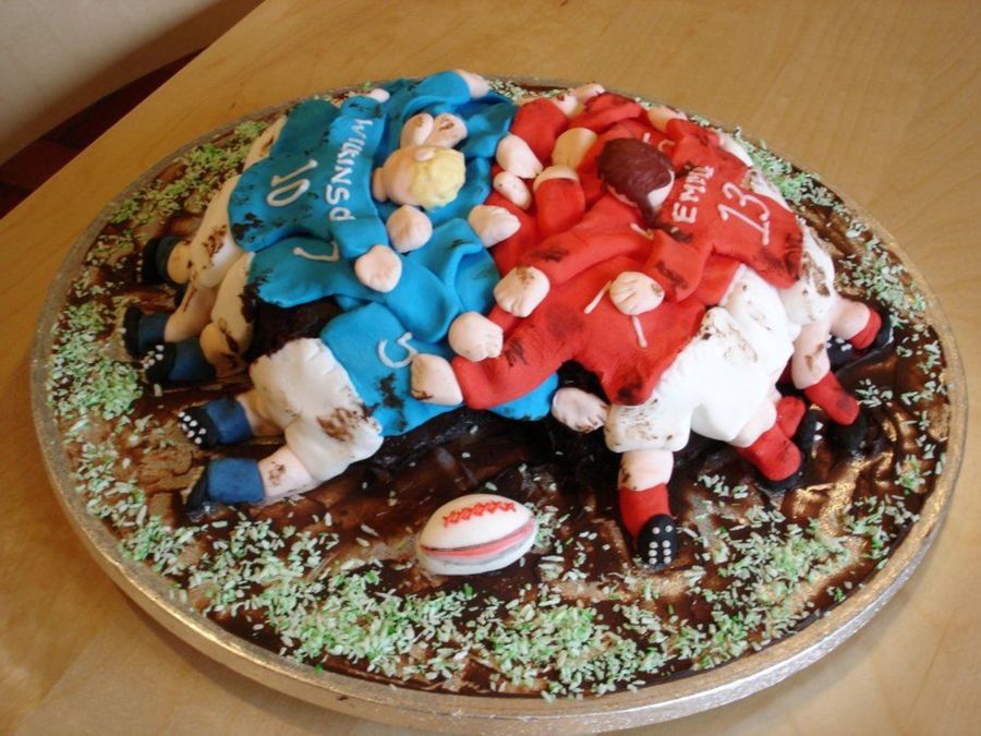 Rugby Scrum Cake - CakeCentral.com