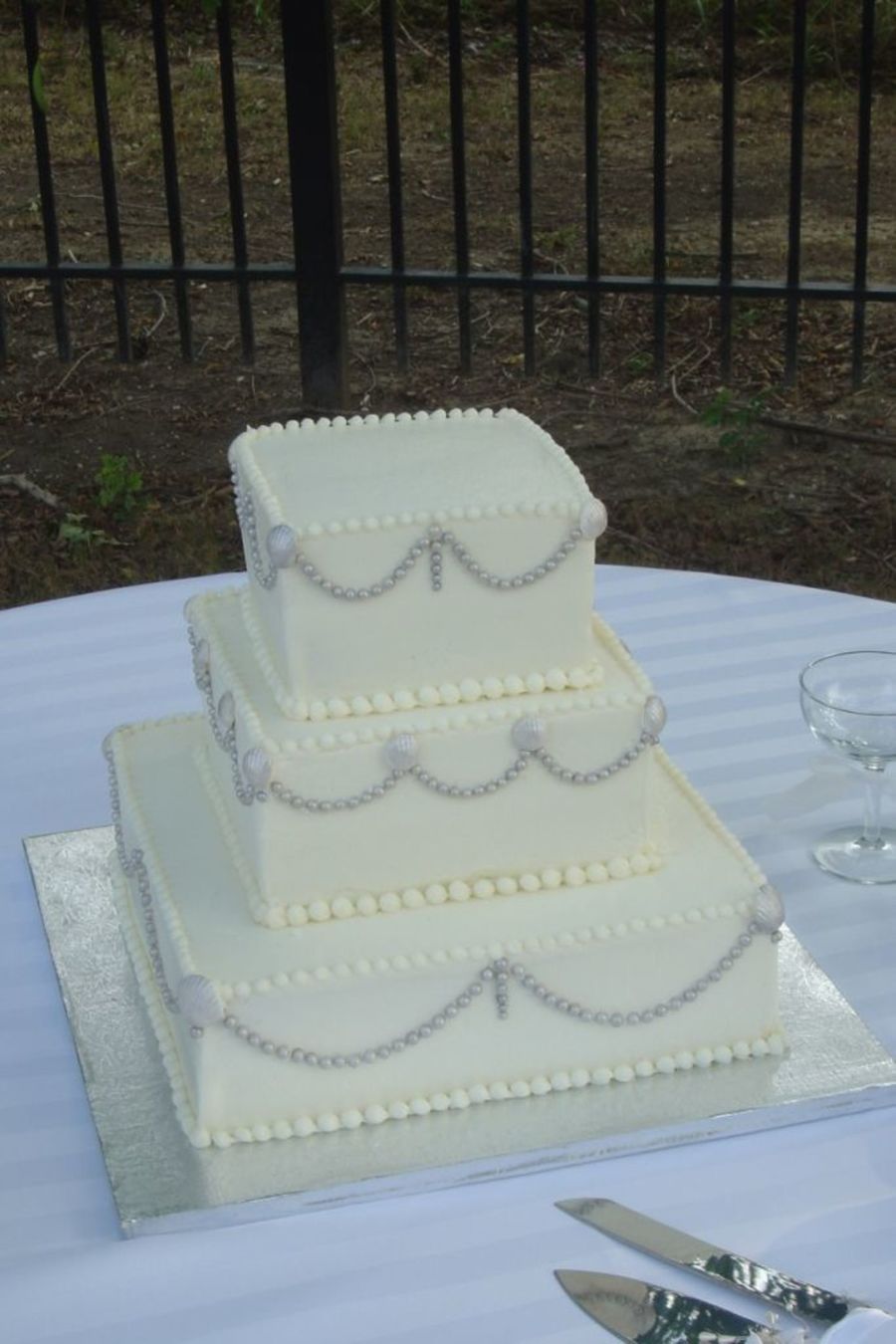Silver Pearl And Shell Wedding - CakeCentral.com