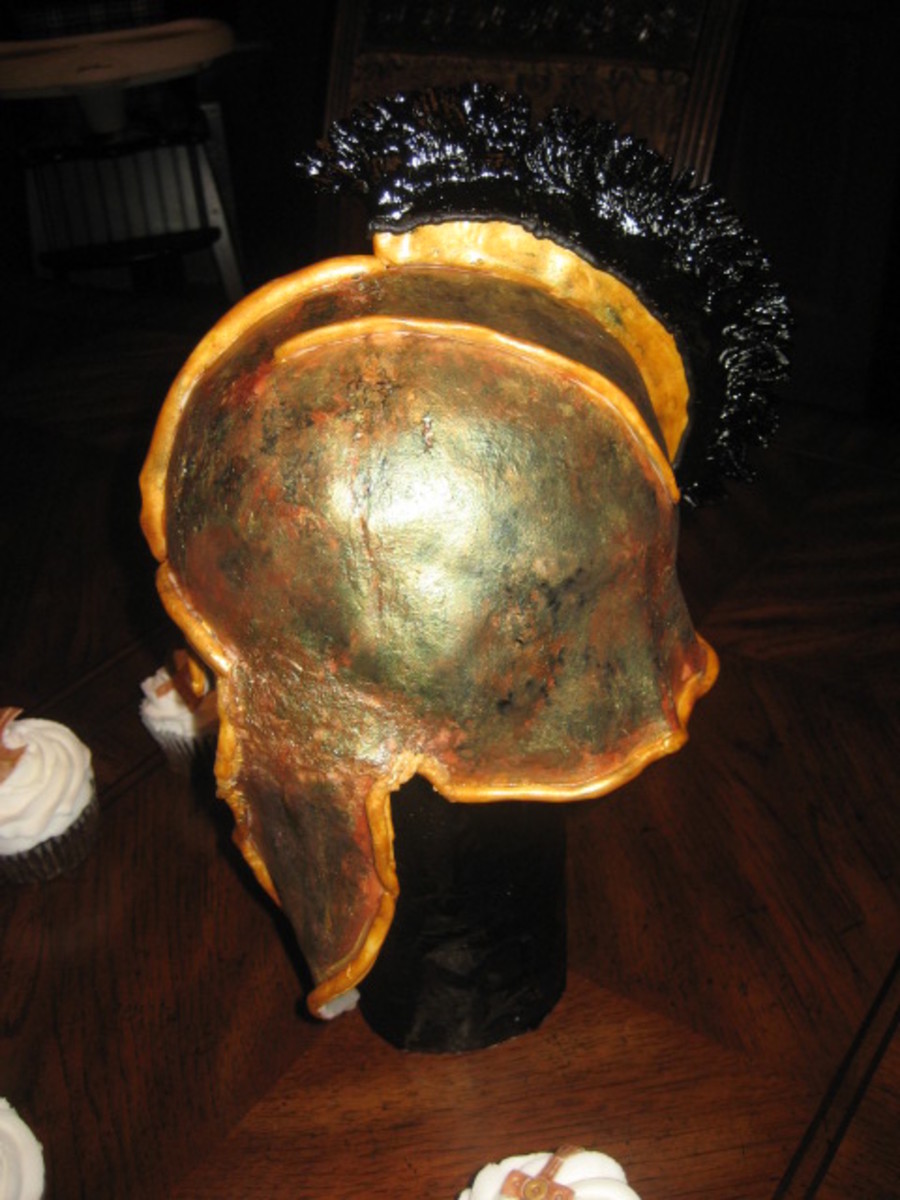 Spartan Helmet Cake & Cupcakes - CakeCentral.com