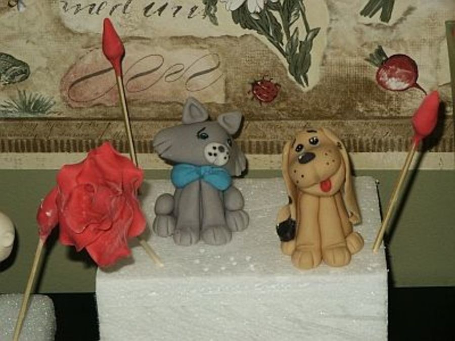 Gum Paste Cat And Dog - CakeCentral.com
