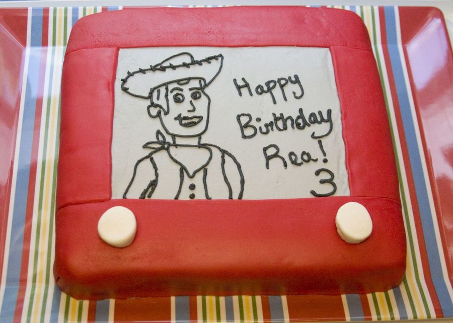 Toy Story Etch-A-Sketch Woody Cake - CakeCentral.com