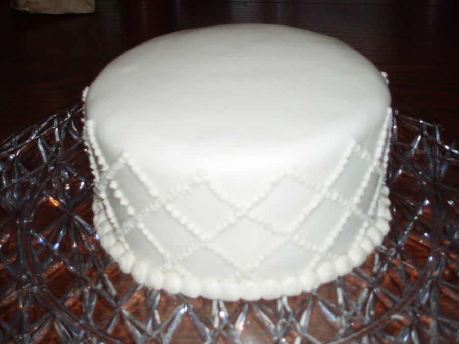Round Cake With Quilted Sides Covered In Rolled Fondant - CakeCentral.com