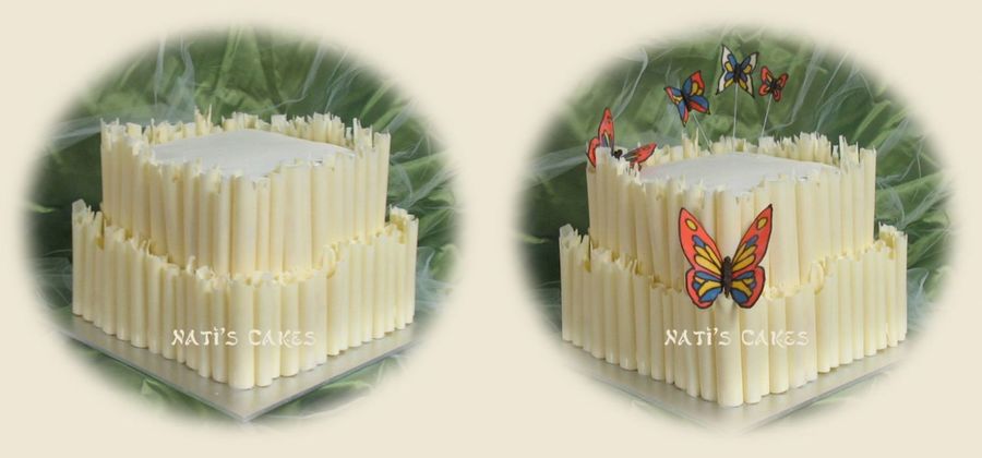 White Chocolate Curls Cake - CakeCentral.com