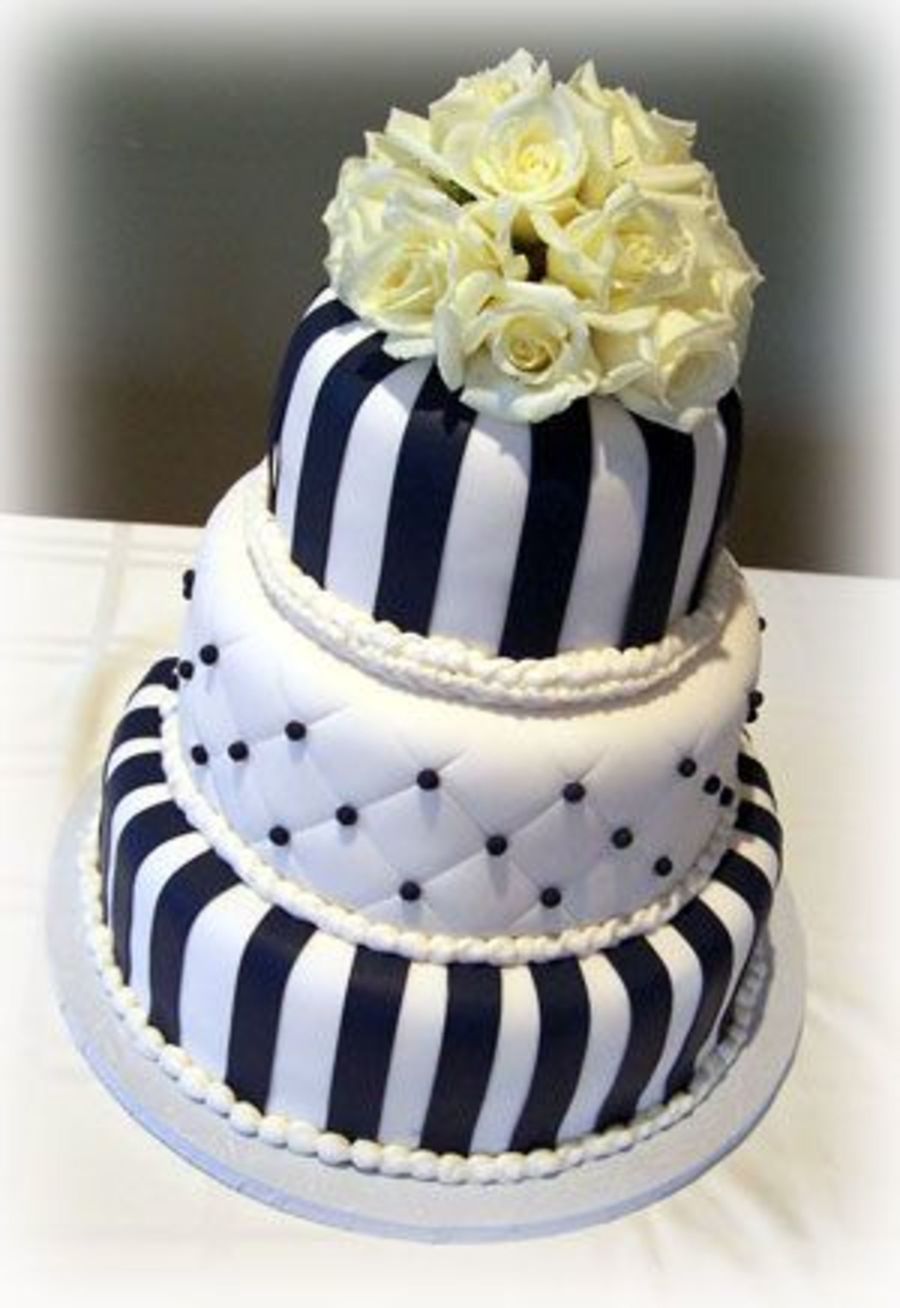 Navy Blue And Ivory - CakeCentral.com