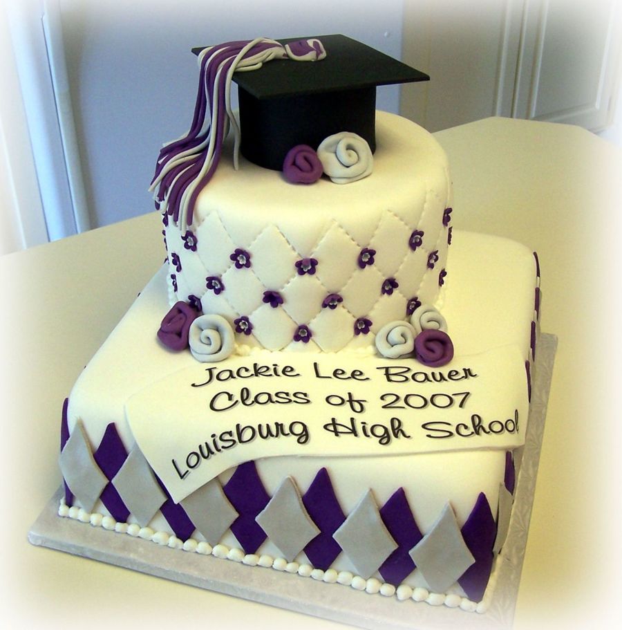 Purple And Silver Graduation Cake - CakeCentral.com