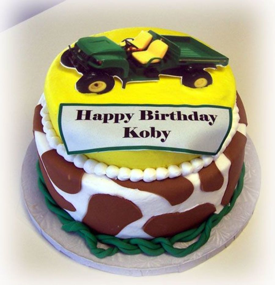 John Deere Gator Theme W/ Cow Print - CakeCentral.com