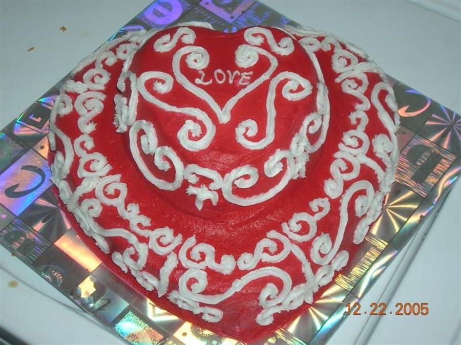 2 Tier Scrollwork Anniversary Cake - CakeCentral.com