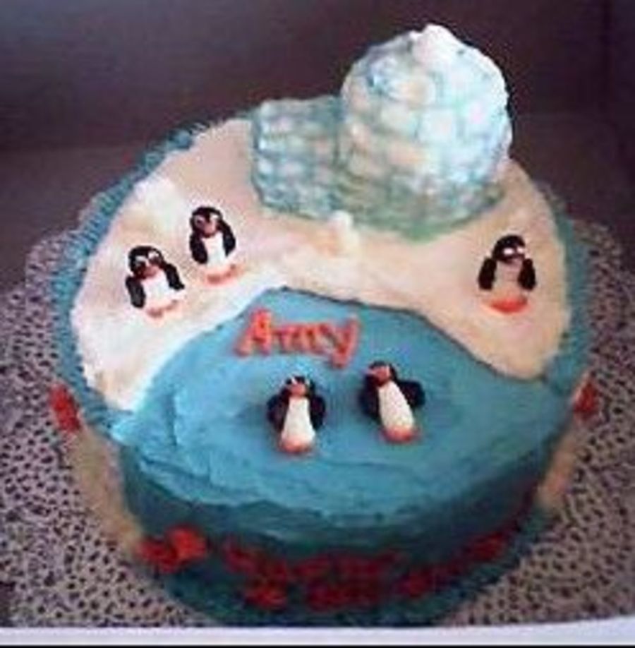 Penguin Igloo Birthday Cake - CakeCentral.com