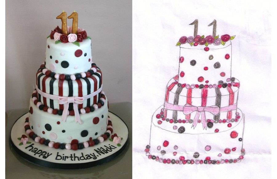Polka Dots And Stripes Pre-Teen Birthday Cake - CakeCentral.com