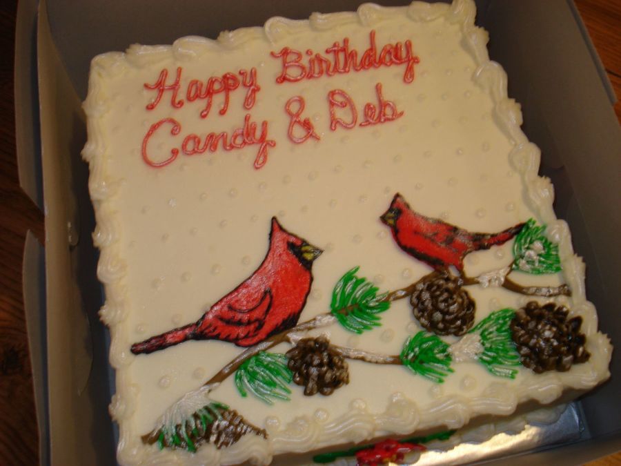 Winter Birthday Cardinal Cake - CakeCentral.com