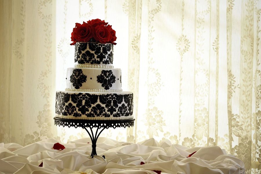 Damask Wedding Cake - CakeCentral.com