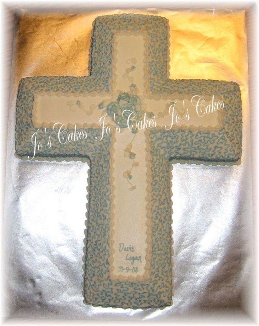 Baptism Cross With Roses - CakeCentral.com