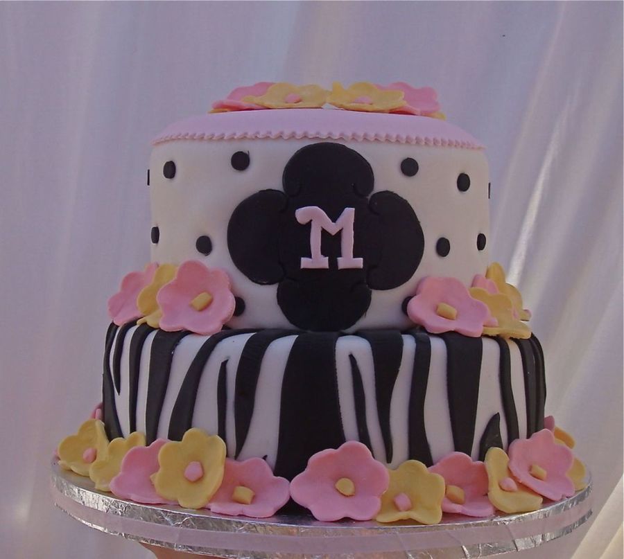 Zebra Monogram Birthday Cake - CakeCentral.com