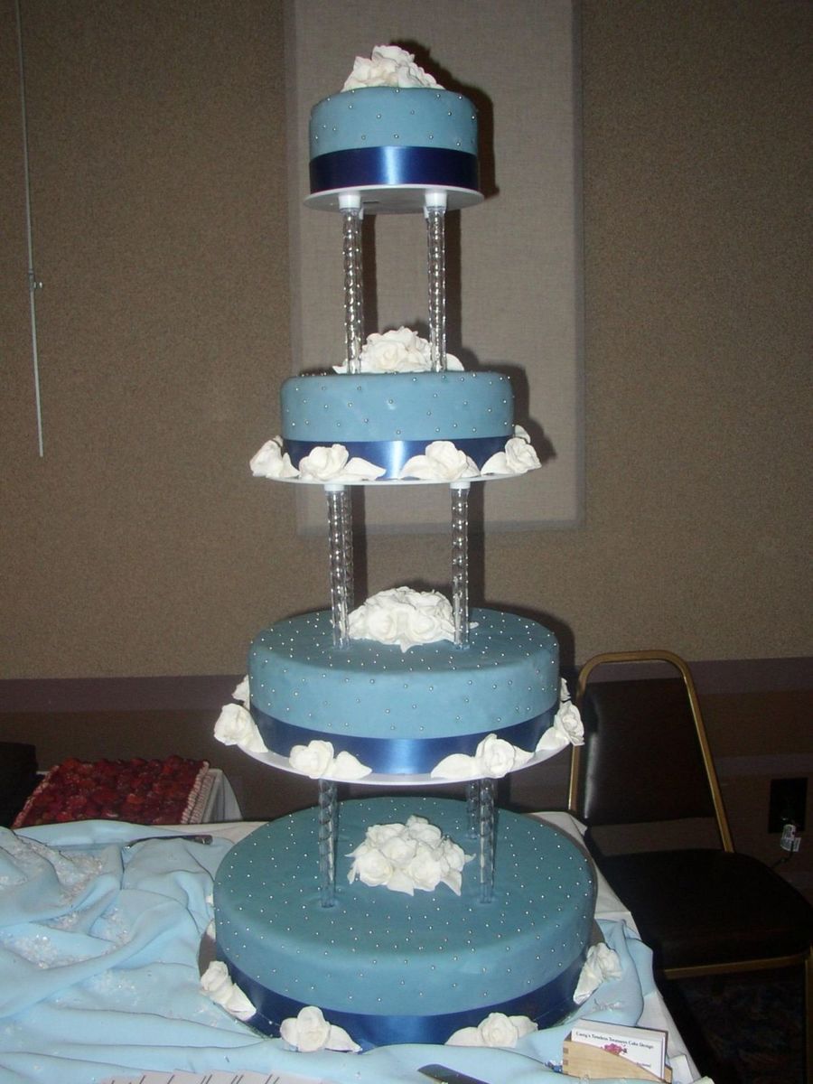 Blue Tiered Wedding Cake - CakeCentral.com