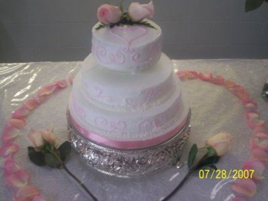 Pink Scroll With Roses - CakeCentral.com