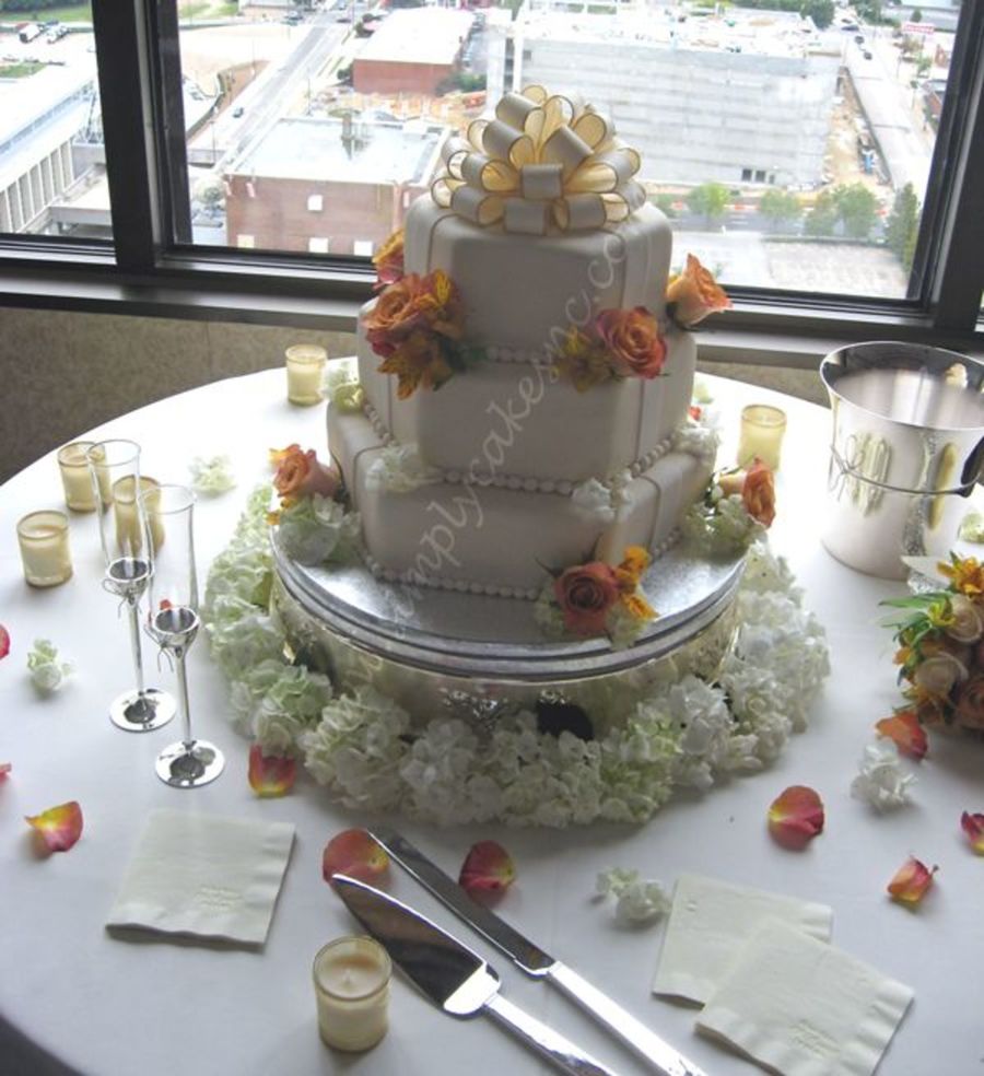 Hexagon Shaped Cake With Live Flowers - CakeCentral.com