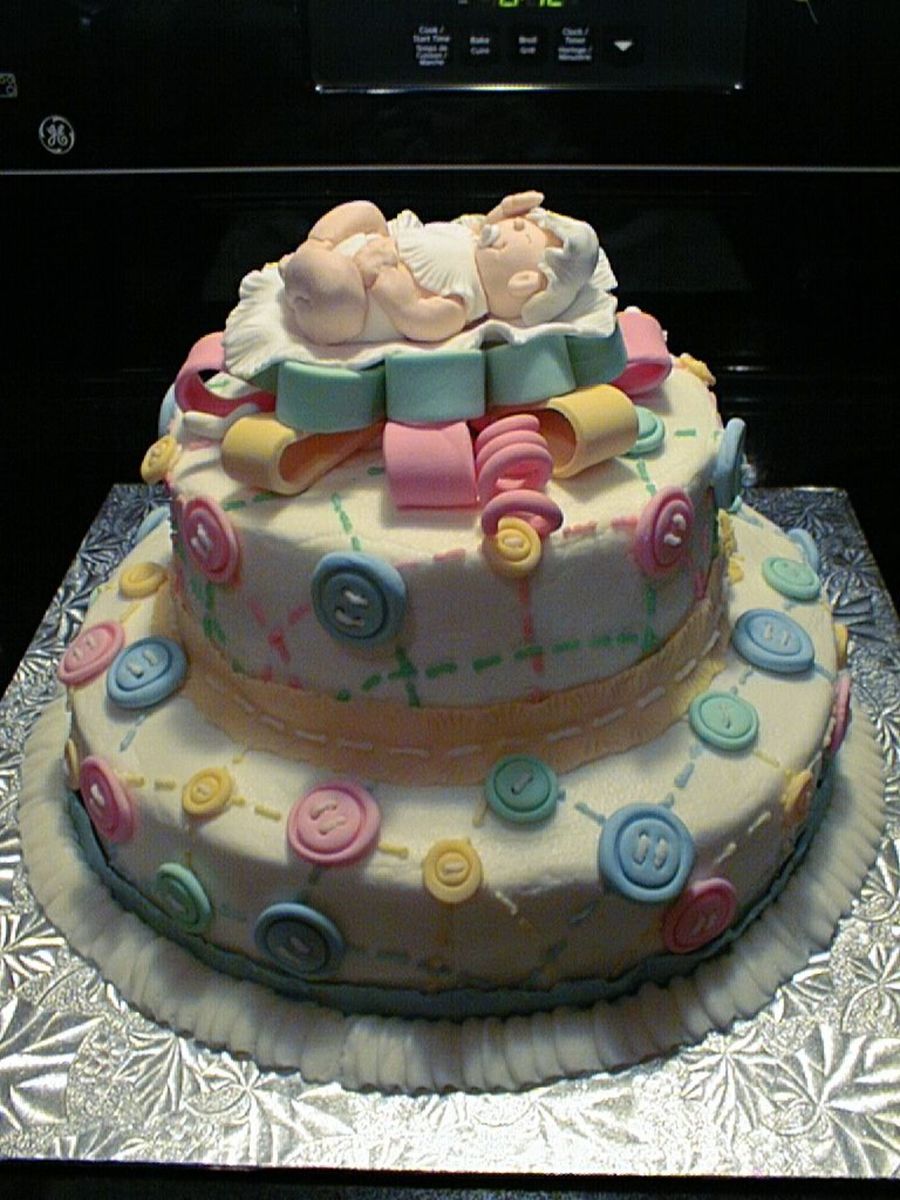 Baby/buttons Shower Cake - CakeCentral.com