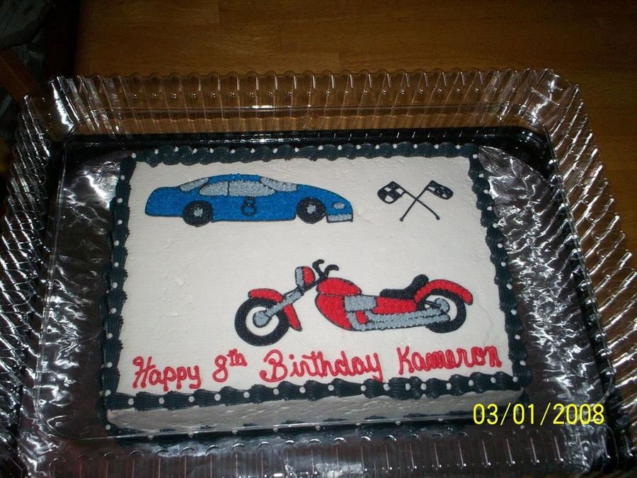 Motorcycle & Racecar - CakeCentral.com