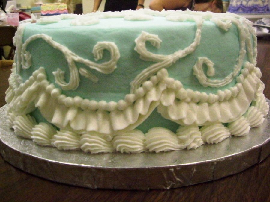Frilly Blue Cake - Side View - CakeCentral.com