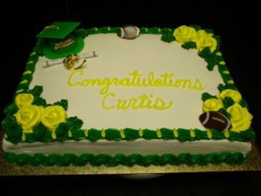 Green And Golden Yellow Grad Cake - CakeCentral.com