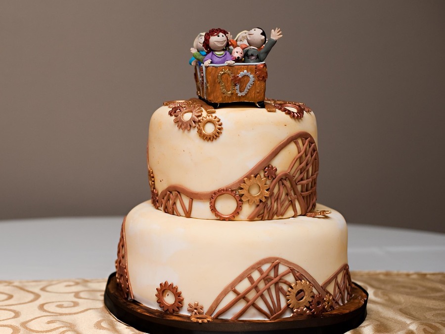 My Steampunk Roller Coaster Wedding Cake - CakeCentral.com