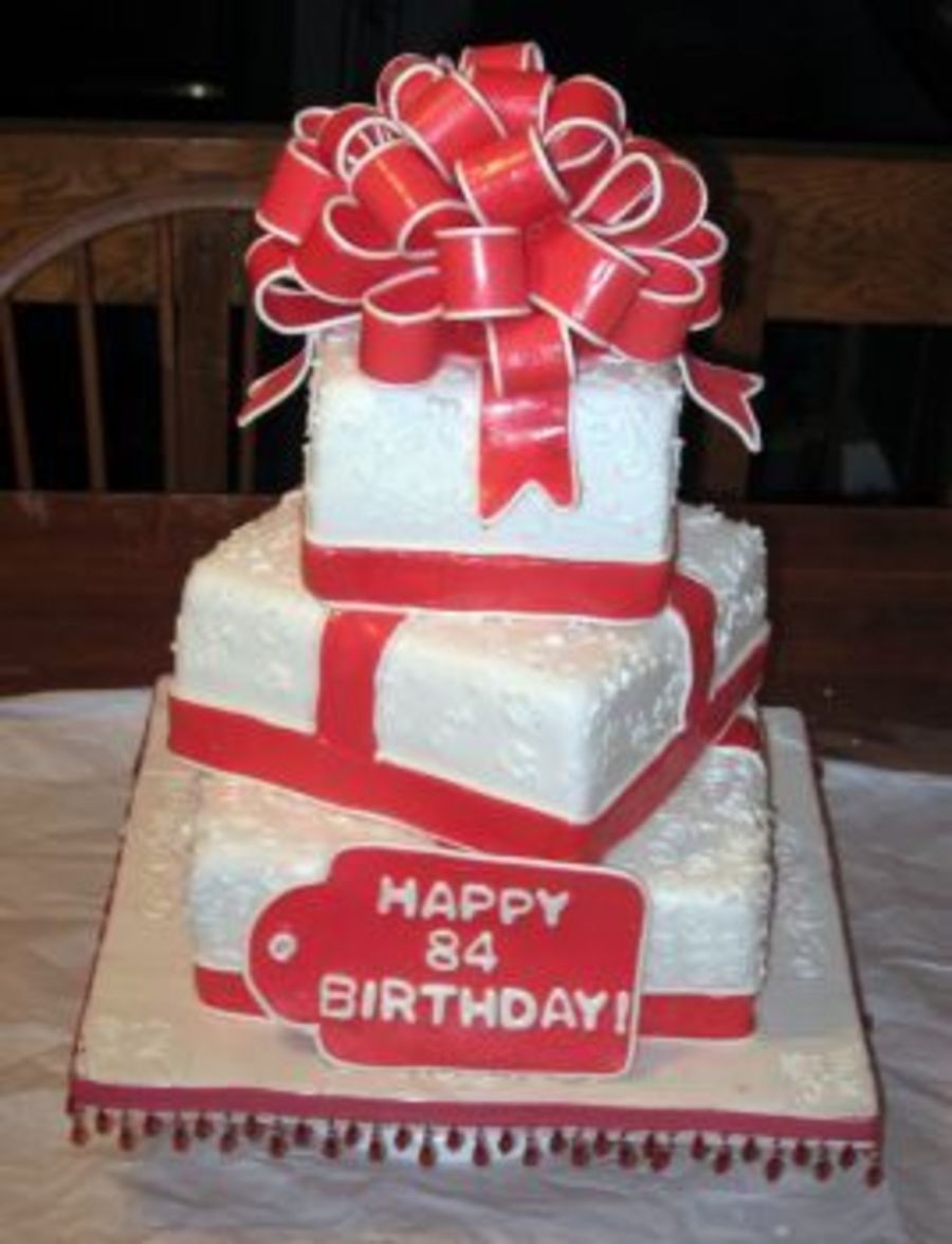 Red/white Birthday Cake - CakeCentral.com