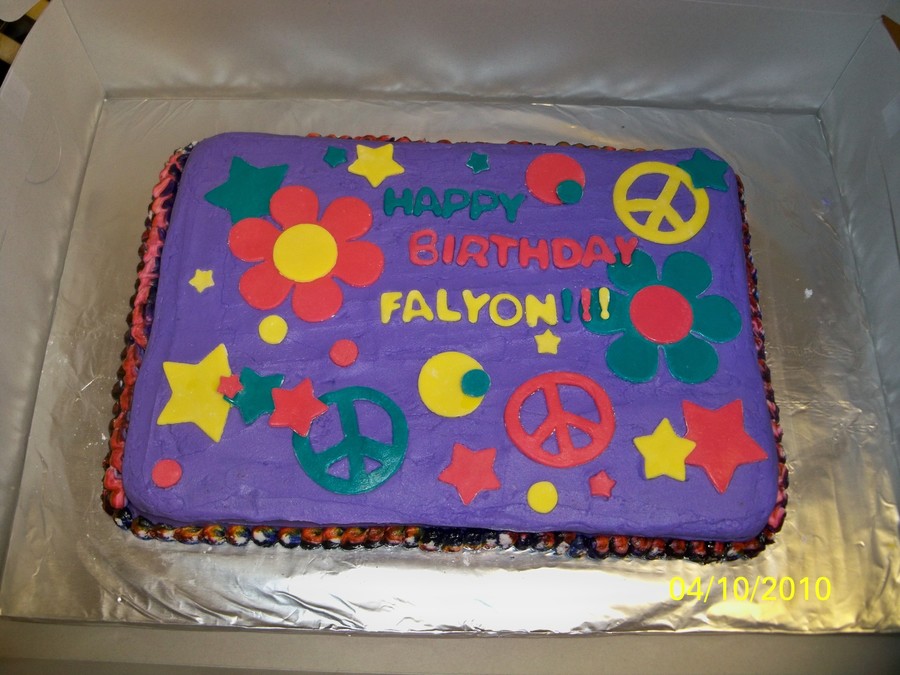 Stars, Flowers And Peace Signs - CakeCentral.com