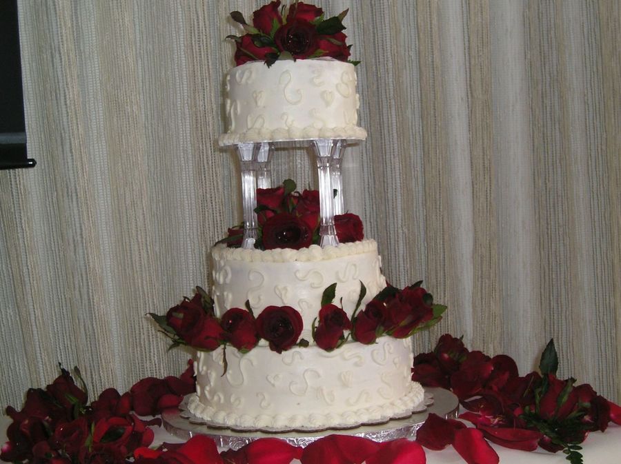 Scroll/rose Wedding Cake - CakeCentral.com