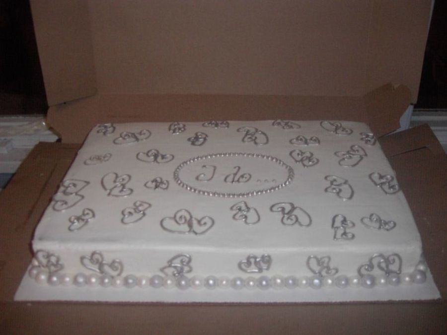 Silver Hearts Bridal Shower Cake - CakeCentral.com