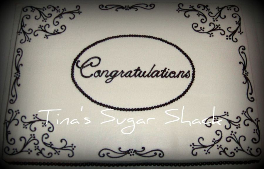 Brown Scrolls Anniversary/graduation Cake - CakeCentral.com