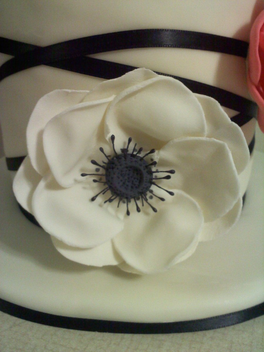 White And Pink Anemone Cake - CakeCentral.com
