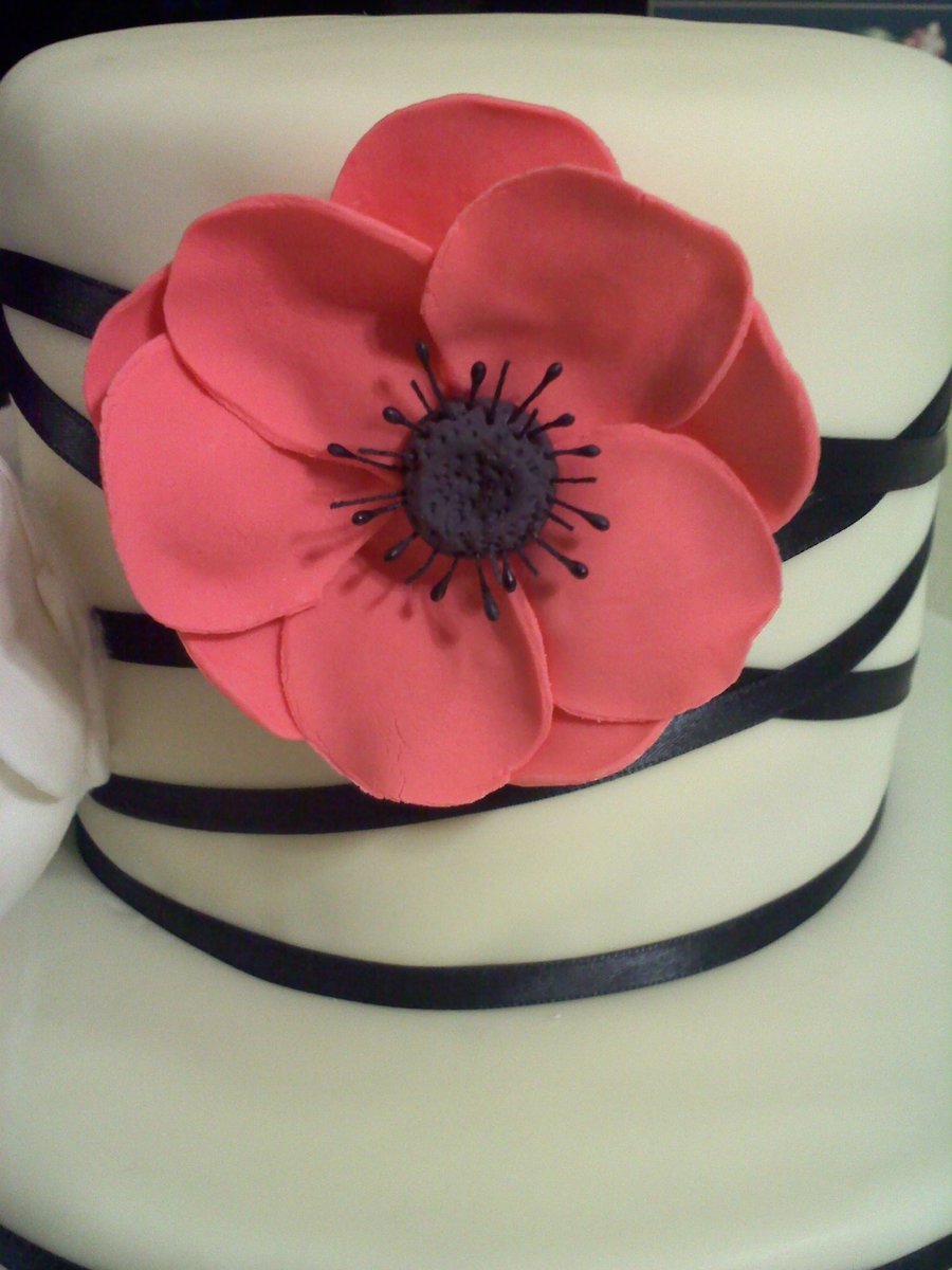 White And Pink Anemone Cake - CakeCentral.com