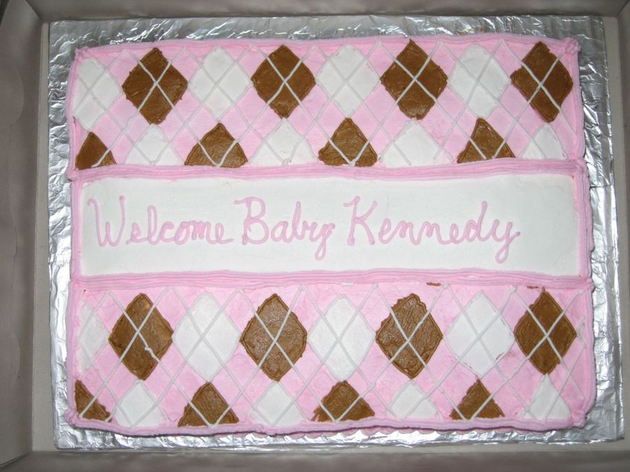 Argyle Baby Shower Cake - CakeCentral.com