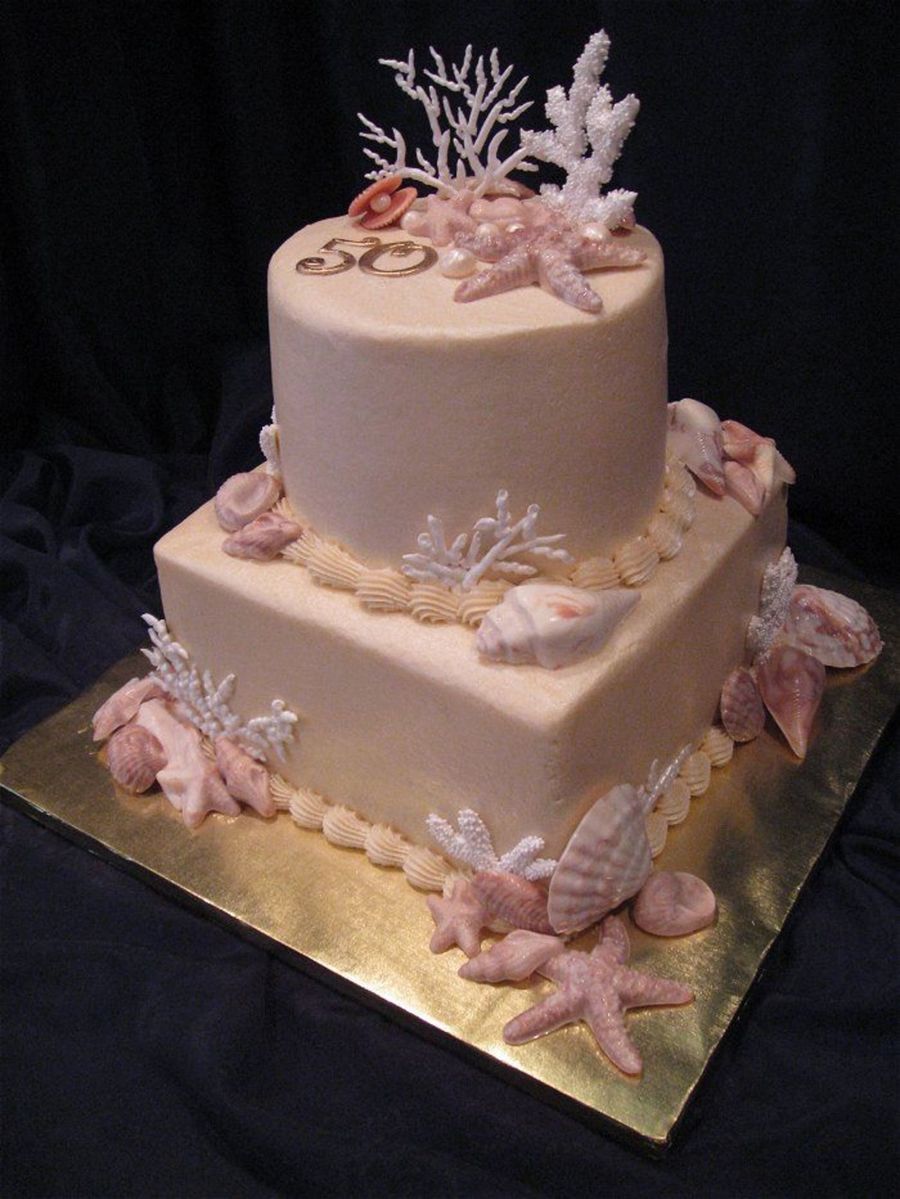 Seashell Cake For 50Th Anniversary - CakeCentral.com