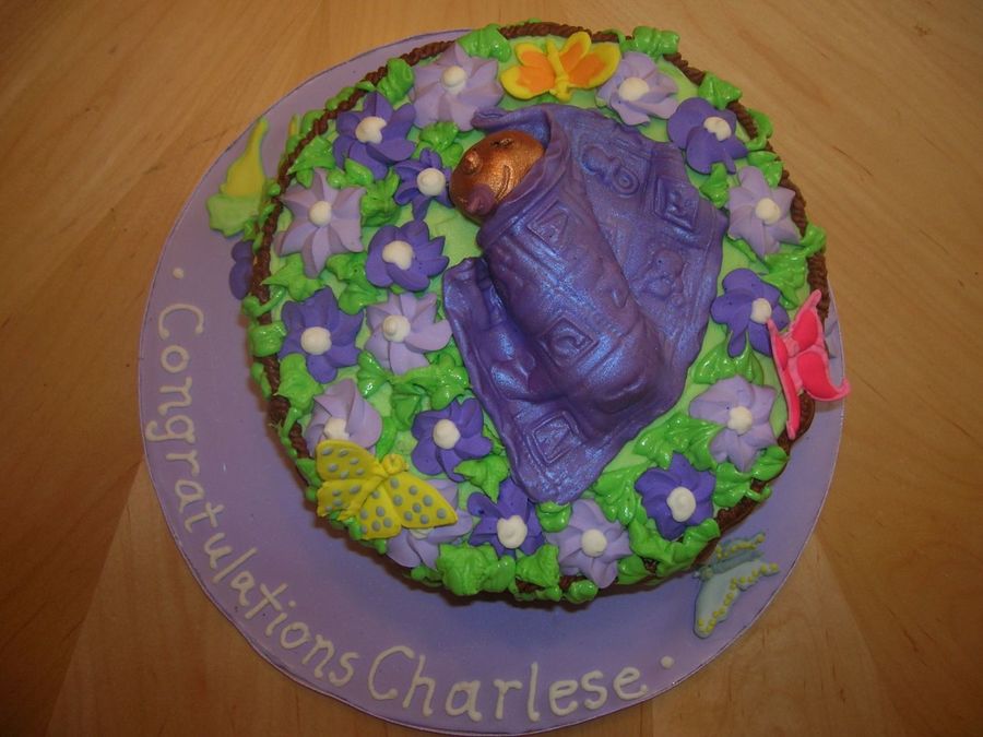 Garden Baby Shower Cake-Top View - CakeCentral.com