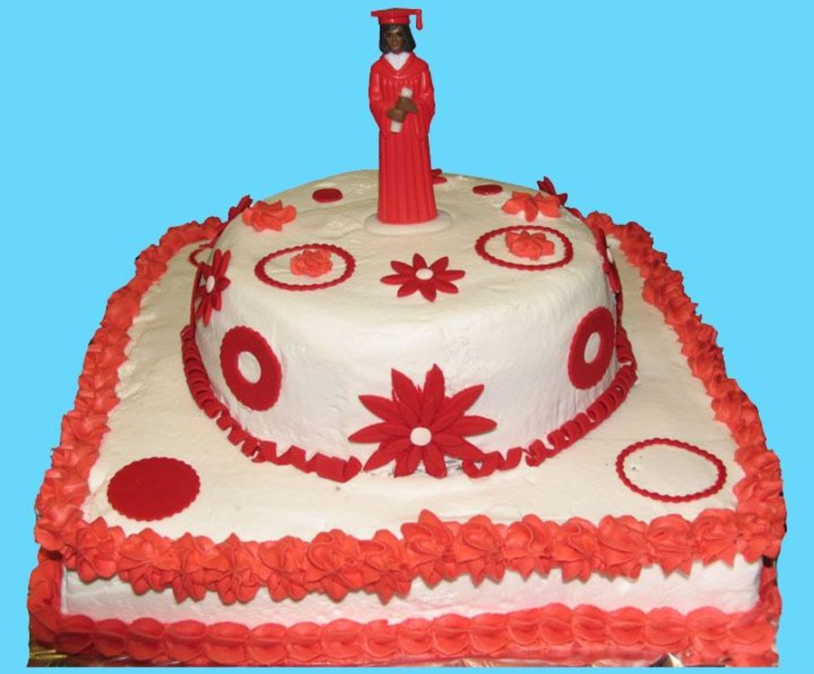 Red And White Graduation Cake - CakeCentral.com