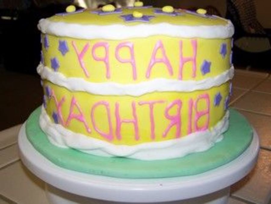 Backwards Birthday Cake - CakeCentral.com