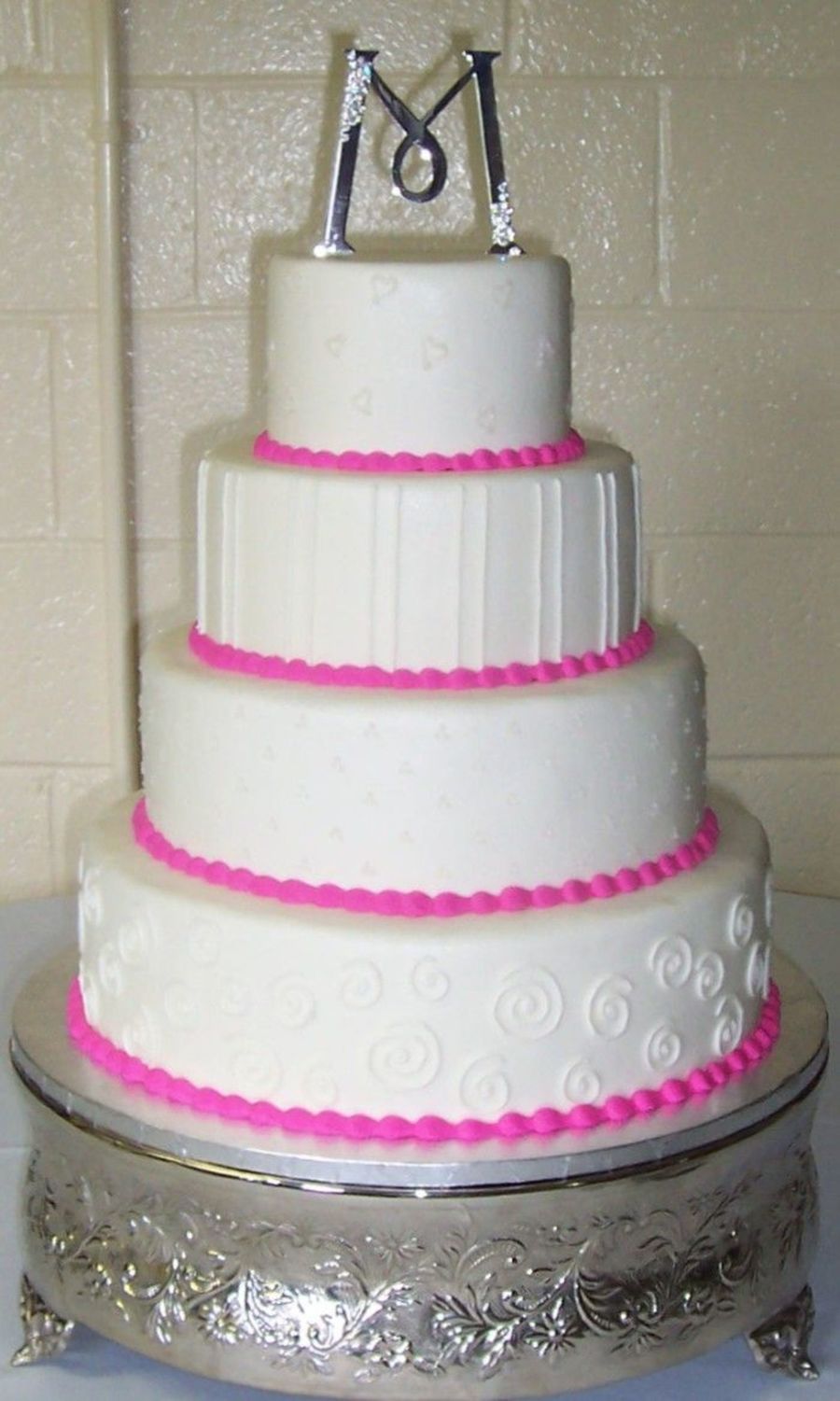 White Cake Pink Border - CakeCentral.com