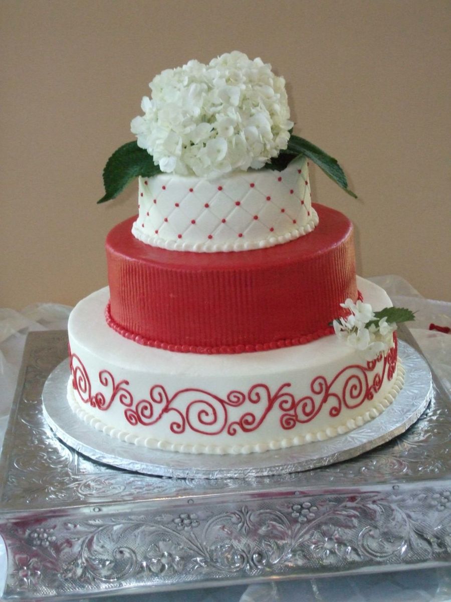 Red And White Wedding Cake - CakeCentral.com