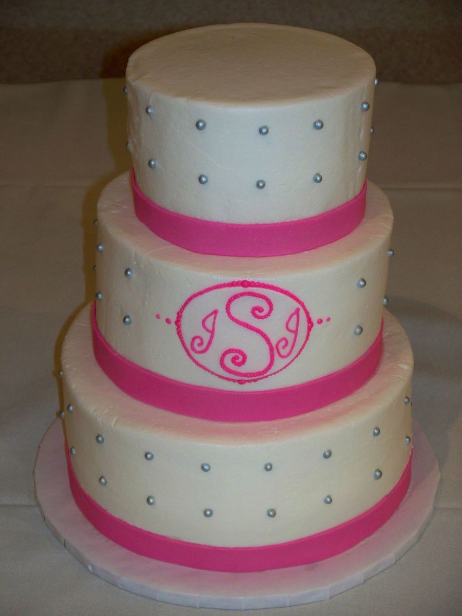 Silver/pink Wedding Cake - CakeCentral.com